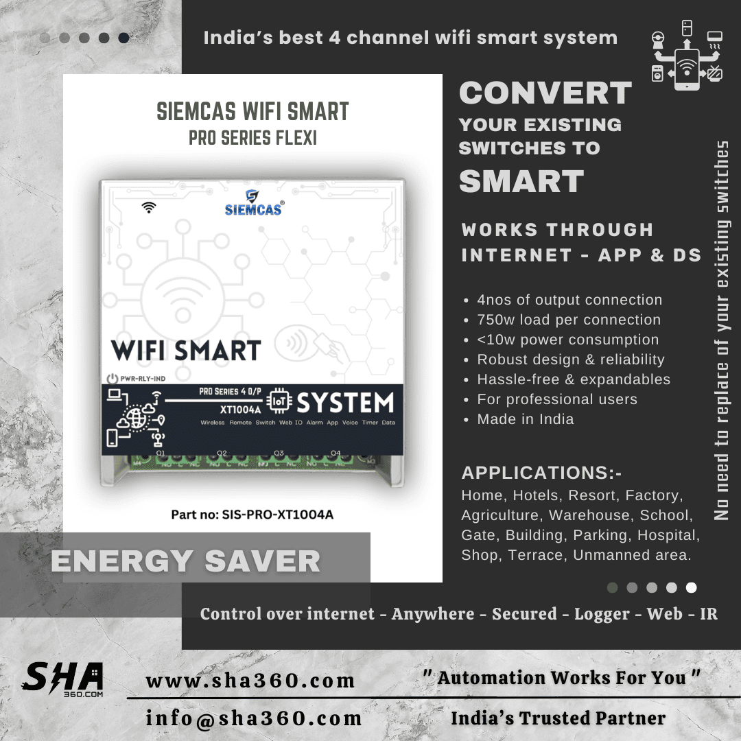Buy Siemcas Wifi Smart Switch Made in India 4 Channel IoT Home ...
