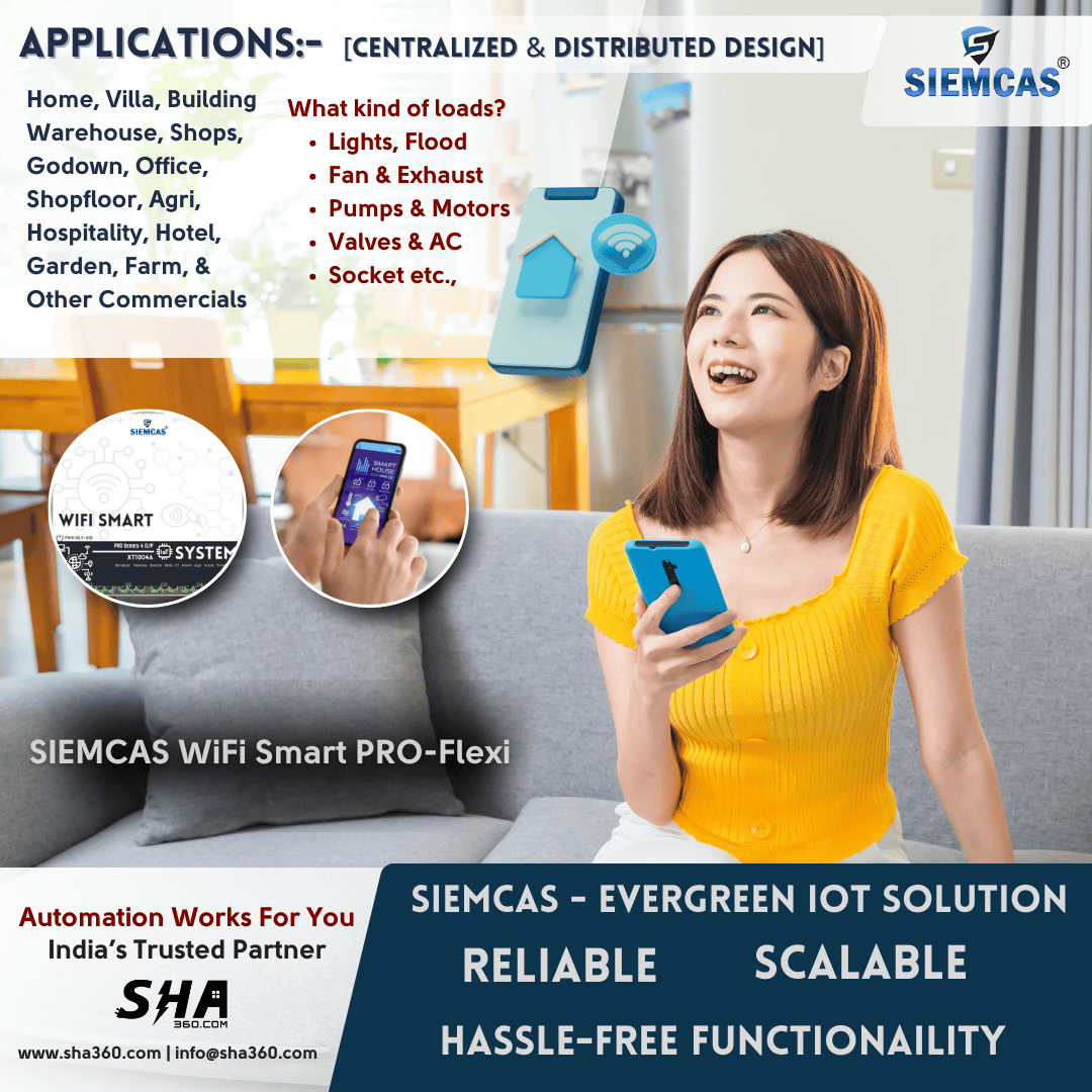 Buy Siemcas Wifi Smart Switch Made in India 4 Channel IoT Home ...