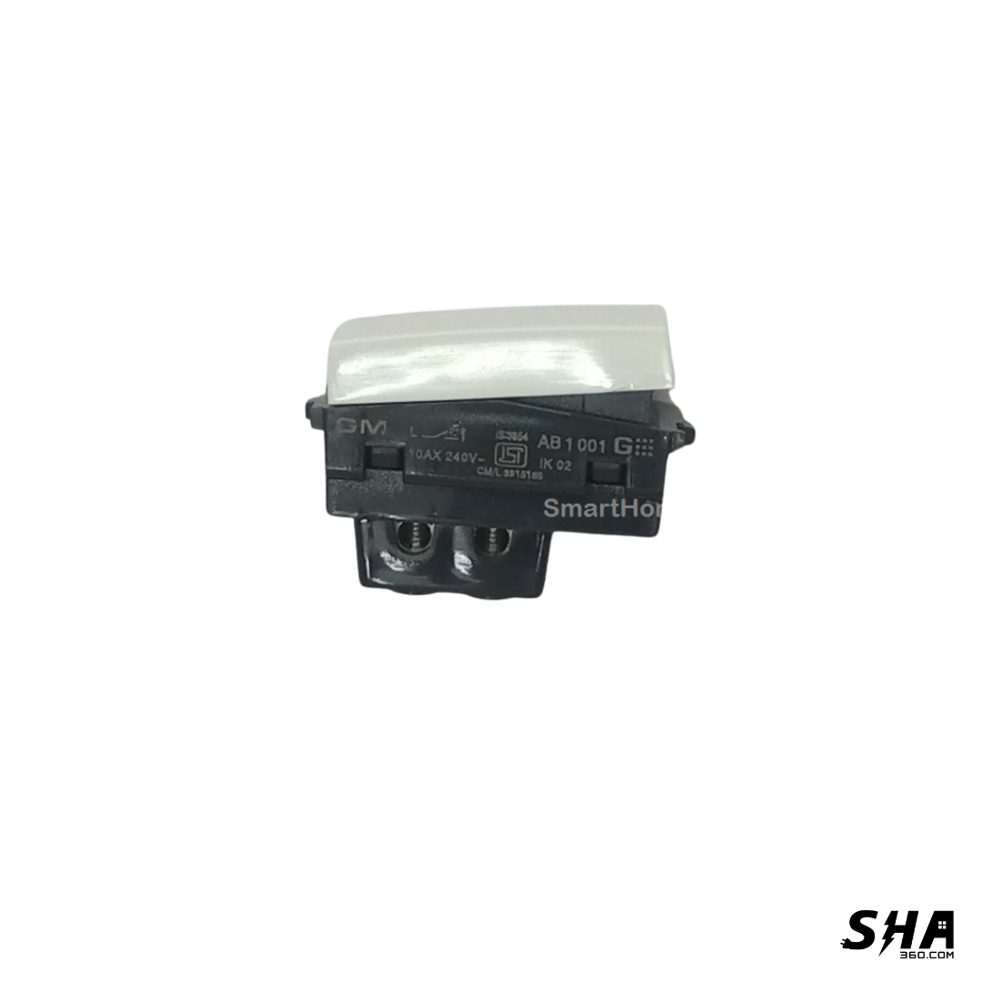 GM Modular G-Nine Viva 6A/10A 1 Way Switch (White) - AB1001