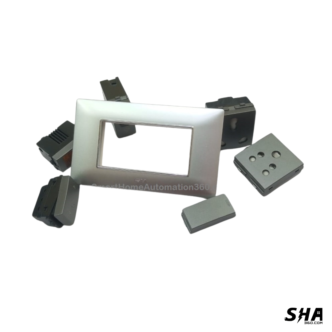 Buy GM Modular Gnine G9 Silver 4 Module Cover Plate GPF SE 04 005 from ...