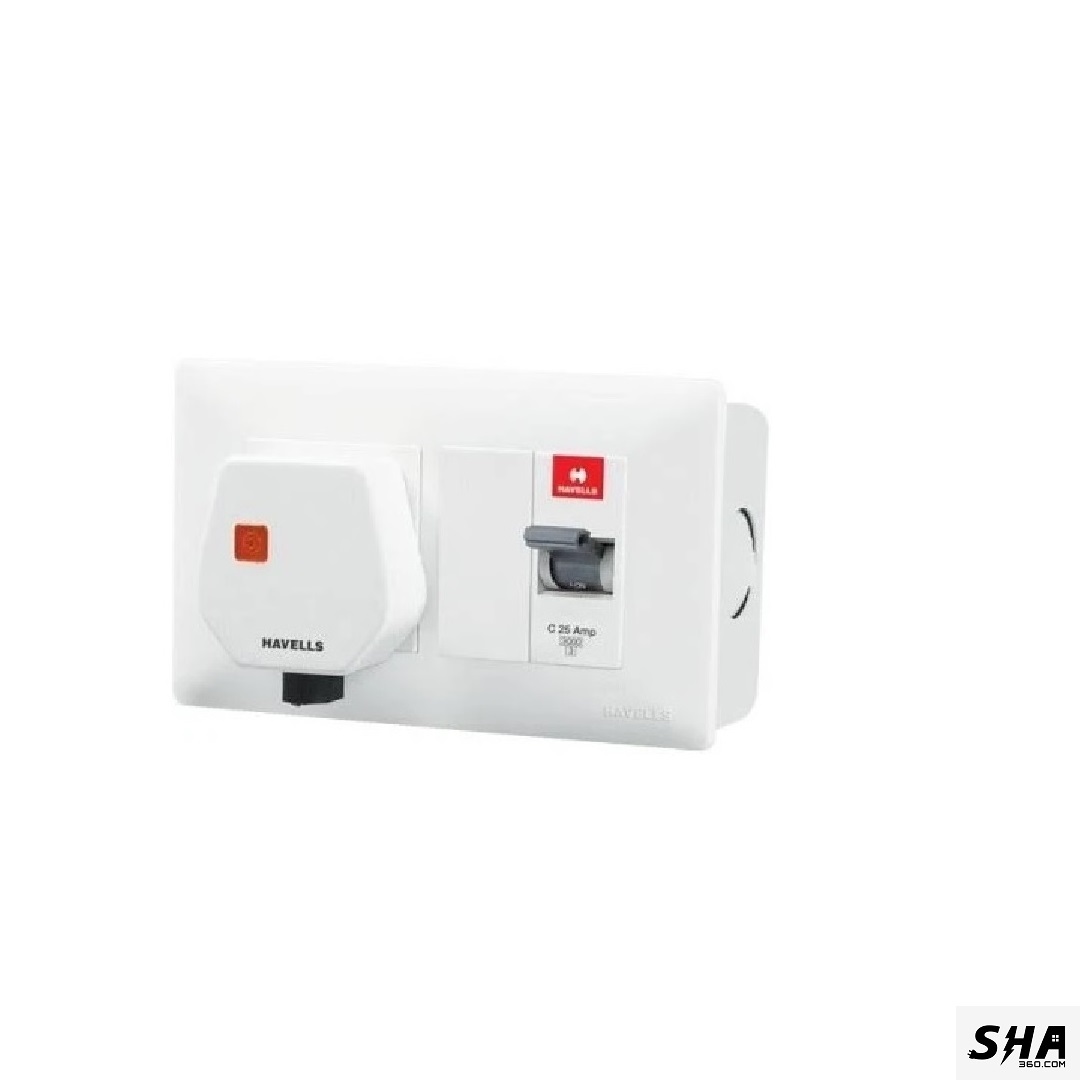 Buy Havells DBOXx MCB Protected Socket 20A, Metal base, PVC plate ...