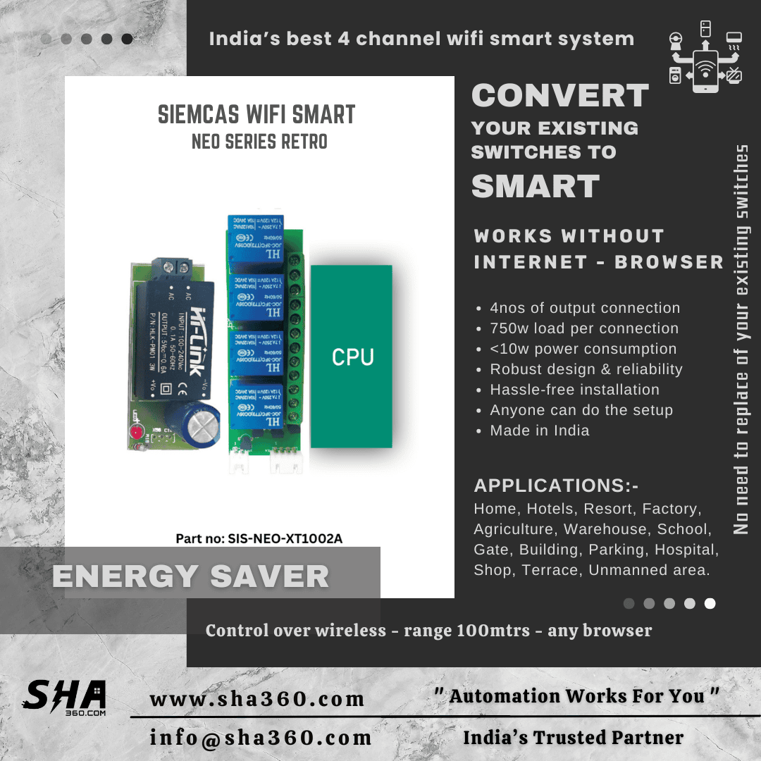 Buy SIEMCAS Wifi Smart Retro 4 Channel SIS-NEO-XT1002A Smart Home ...