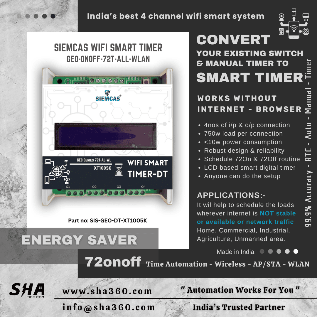 Buy SIEMCAS Wifi Smart GEO TA WLAN 72 Smart Timer Automation 4 Channel ...
